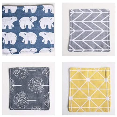 tallnext コースター おしゃれなコースター 茶托 4枚セット布製コースター4枚セット綿、麻　A、Bセット約13cm×13cm　Cセット：約11cm×10.5cm柄がおしゃれなコースターカジュアルな茶托にも