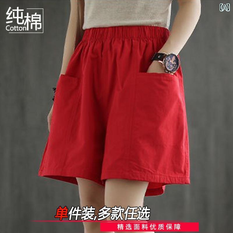 ・主面料の成分: 綿、スパンデックス・パンツ丈: 五分丈・腰タイプ: ミドルウエスト・厚さ: 薄手・カラー: レッド, ホワイト, キャラメル, カーキ, ブラック, グリーン・サイズ: M, L, XL, 2XL, 3XL・スタイル: 原...