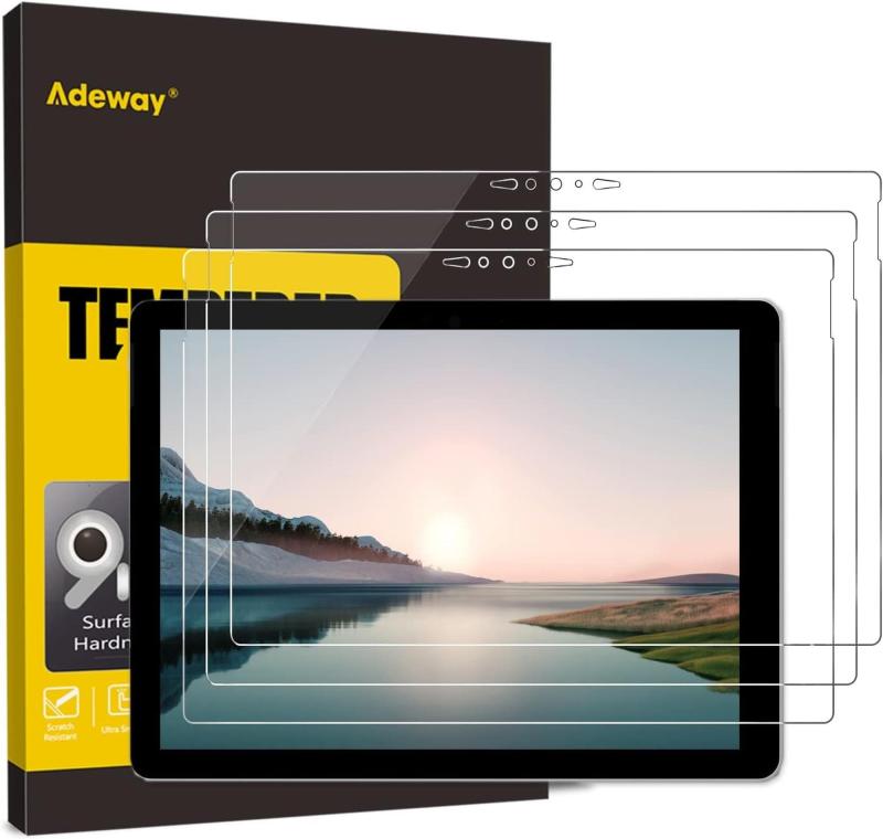 【2+1枚入り】Adeway Surface Go 4/Surface Go 3/Surface Go 2 ガラス保護フィルム 10.5inch 精度型【9H硬度 高透過 指紋防止 気泡防止 高感度タッチ 2.5D加工 貼り付け簡単】【対応...