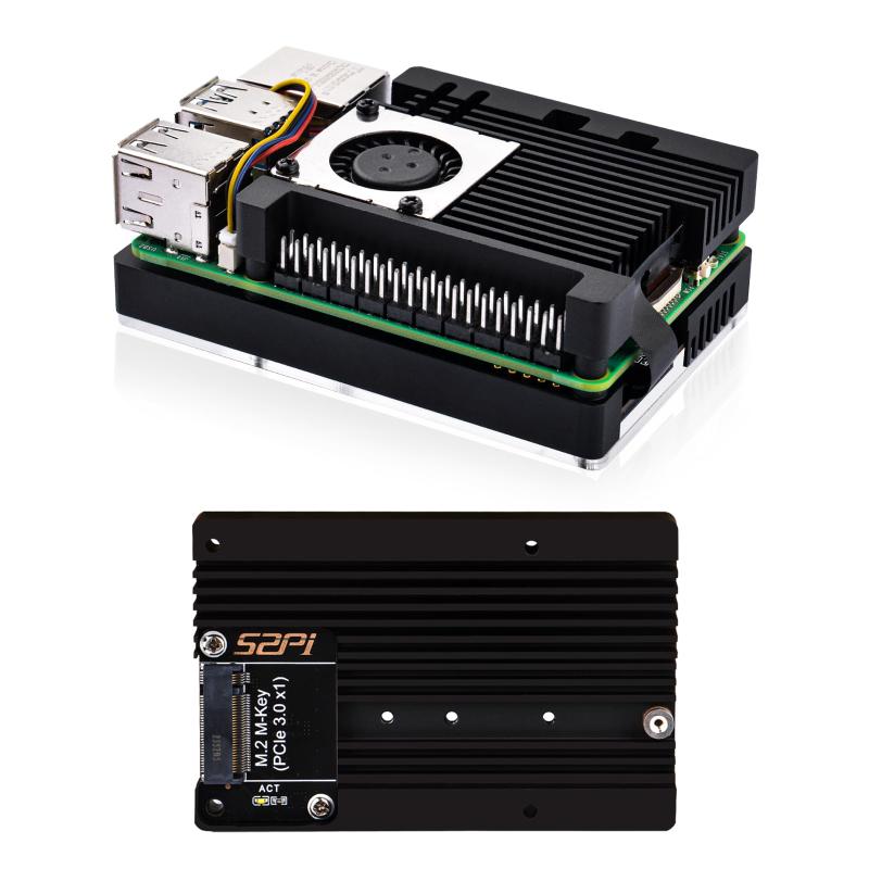 GeeekPi Armor ケース、CN01 M.2 M-Key PCIe 3.0 アダプター付き、Raspberry Pi 5 用、M.2 NVMe SSD 2230/2242/2260/2280 をサポートRaspberry Pi 5 ...