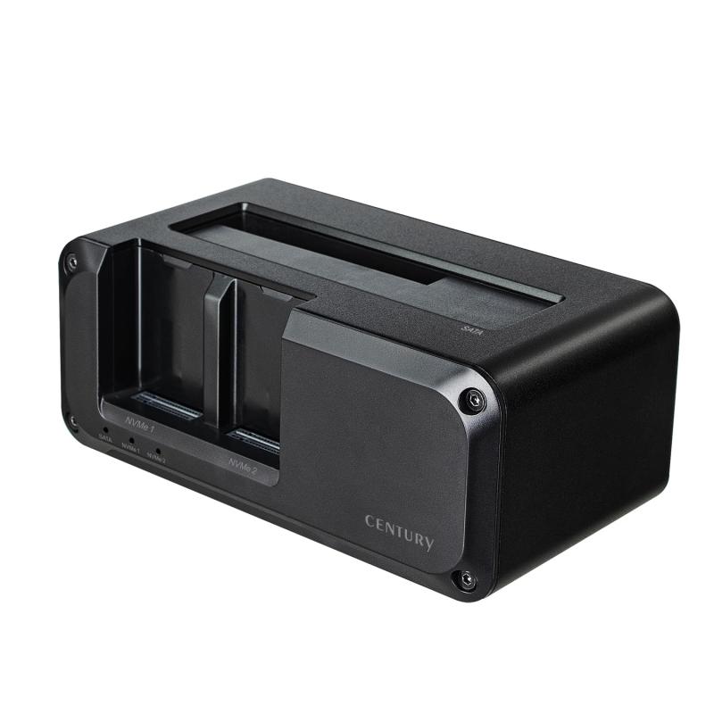 センチュリー　「裸族のお立ち台M.2ダブルスタンディングプラス」USB 10Gbps　M.2 NVMe SSD×2 、SATA HDD/SSD×1 搭載可能クレードル　CROSMDSP10G_FPCROSMDSP10G本体、専用USBケーブ...