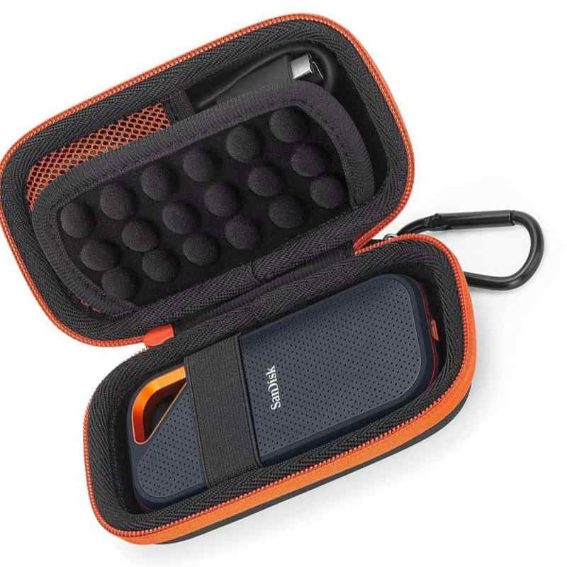 BOJIDO SanDisk サンディスク ポータブルSSD Extreme PRO E81/E61 外付け専用収納ケース EVA耐衝撃撥水 SDカードホルダー 保護バッグ オレンジ【製品内容】SanDisk SSD/SanDisk Ext...