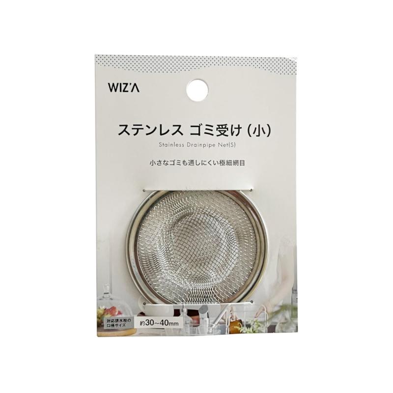 ウィザ(WIZ'A) アークランズ ステンレス ゴミ受け 小 PR4435用途：流し台や浴室などの排水溝のゴミ受けに対応経口：約30～40mm仕様：極細網目で細かいゴミも通しにくい仕様：流し台や浴室のゴミ受けに仕様：錆びにくいステンレス使用