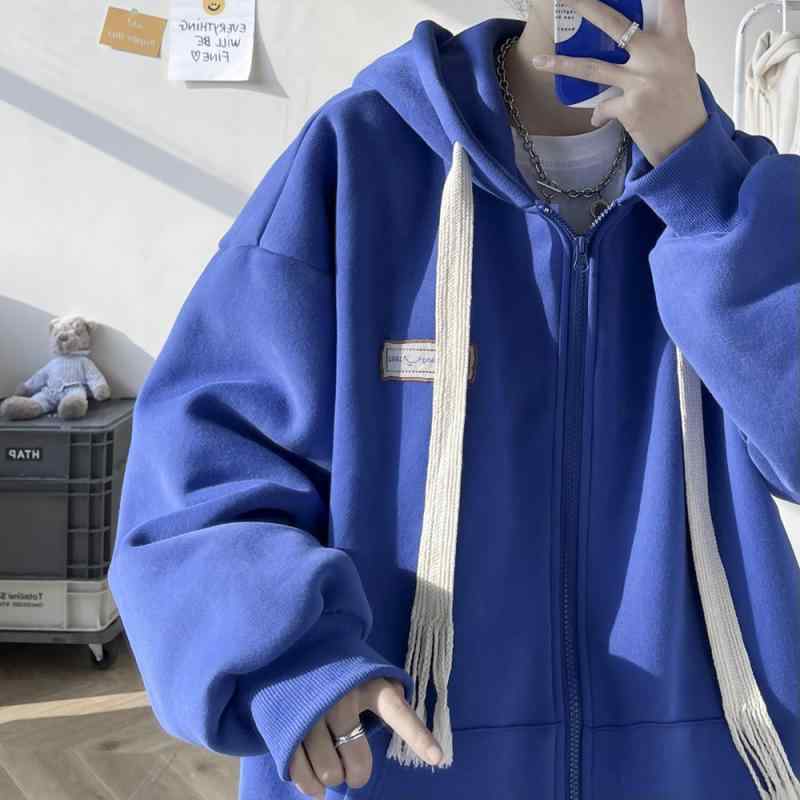 ・スタイル: 港風・カテゴリ: 開衫・内胆: 毛内胆・袖丈: 長袖・フード: あり・前開き: 拉鏈・ネックライン: 無領・適用シーン: 休闲・柄: 图案・ディテール: 徽章・版型: 寛鬆・加工: 免燙・ポケット: 側縫・袖型: 常规・適合年...