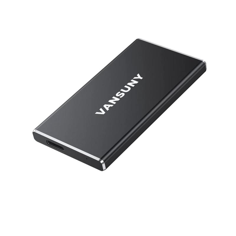 Vansuny SSD 外付け USB3.2 Gen1 読込速度500Mb/s PS5/PS4メーカー動作確認済 コンパクト外付けSSD 超高速 超小型 超薄型(ブラック）