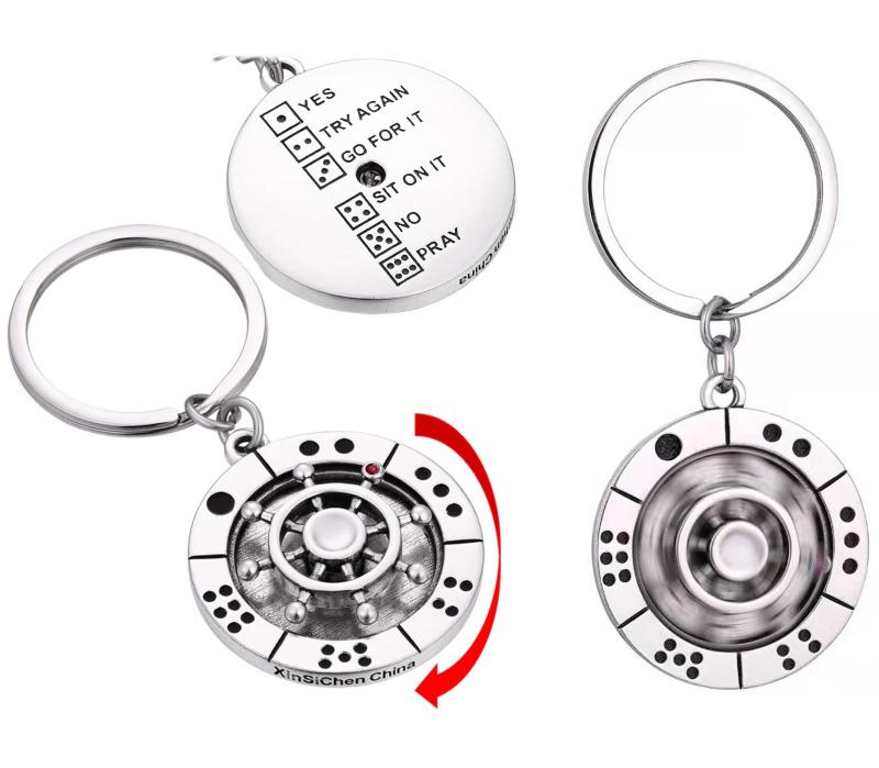[XinSiChen] サイコロ ルーレット 玩具 金属 ハンドスピナー ボードゲーム 子供向け キーホルダー おしゃれ 大人 面白い ダイス fancy keychain 人気ランキング 暇つぶし よく回る スピナー ストレ【多機能fan...
