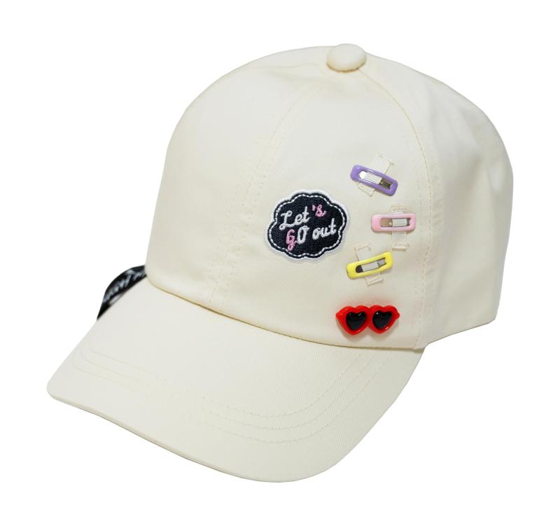 [Happy Beans] 帽子 女の子 ローキャップ キッズ 小学生大人のキャップの様なオシャレなデザインでお子様も大喜び。生地は厚すぎず薄すぎず丁度良いコットン100％でさらっとしていて通気性もサイズ 55cm アジャスター付きなので5...