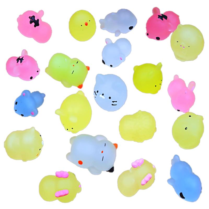 OneHorse 20個セット スクイーズ 蛍光色 光る おもちゃ もちもち ストレス解消 癒し 動物 手の平サイズ蛍光色タイプのスクイーズランダムミックス20個セットモチモチ プニプニ 触って伸ばしてストレス発散 低反発スクイーズおもちゃ...