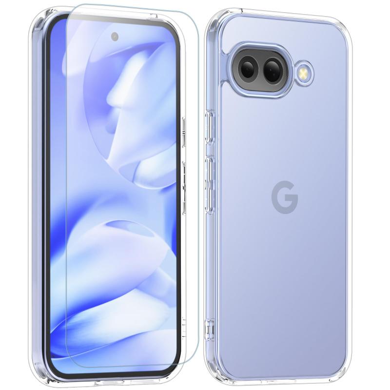 Google Pixel 9a ケース クリア 黄変防止 グーグルピクセル9a 耐衝撃 ガラスフイルム保護付き 指紋防止 落下防止 耐久性 ストラップホール付 薄型 軽量 ワイヤレス充電対応 googleピクセル9a ソフ【対応機種・品質】...