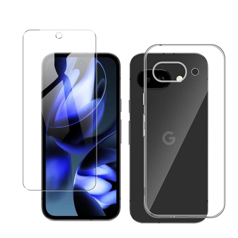 対応 Google Pixel 9a ケース+ガラスフィルム【旭硝子素材製】Google Pixel 9a 用のフィルム 液晶保護フィルム硬度9H 強化ガラス 高透過率 気泡ゼロ 指紋防止 飛散防止撥油性 ピクセル9a 柔軟TPU 落下【対...