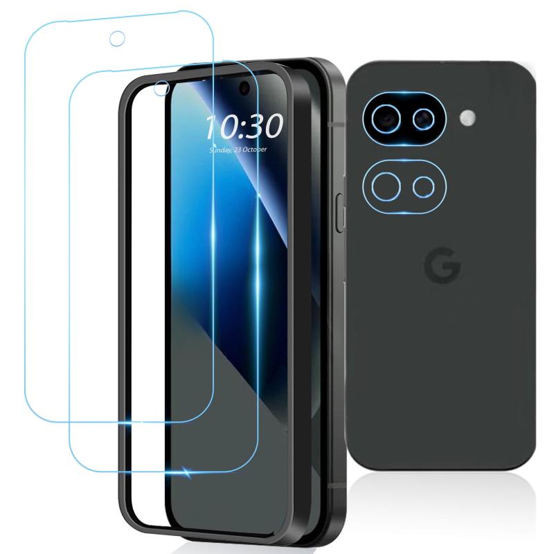 対応 Google Pixel 10a ガラスフィルム 2枚 + カメラフィルム 2枚 【日本旭硝子製】硬度9H 耐衝撃【ガイド枠付き】簡単貼り付け 飛散 指紋防止 耐衝撃 気泡防止 ピクセル 10a 強化ガラス 液晶保護【日本旭硝子素材製...