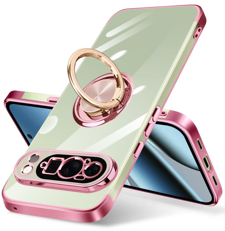 Cexitesuo for Google ピクセル 10 Pro XL ケース リング付き クリア ピクセル10Pro XL ケース 耐衝撃 スタンド機能 ストラップホール付き 軽量 スリム ソフト TPU ピクセル 10pro xl カバ...