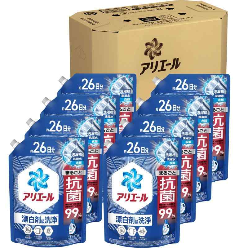 アリエール 洗濯洗剤 液体 超抗菌プレミアム 漂白剤級洗浄 清潔でさわやかな香り 詰め替え 625gx8袋 [ケース品]まるごと抗菌　衣類・洗濯水・洗濯槽 ＊全ての菌の増殖を抑えるわけではありません。万能洗剤　1本で(1)洗濯槽防カビ、(2...