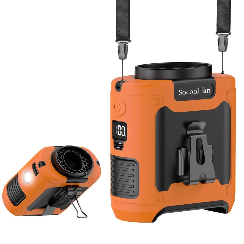 Socool 腰掛け扇風機 10000mAh大容量 ベルトファン 5段階風速調整 最大67時間連続送風 懐中電灯&amp;LED残量表示 1台4役（腰掛け/首掛け/卓上/手持ち） 日本語取扱説明書付き 汗対策・屋外作業・配【多機能 4WAY...