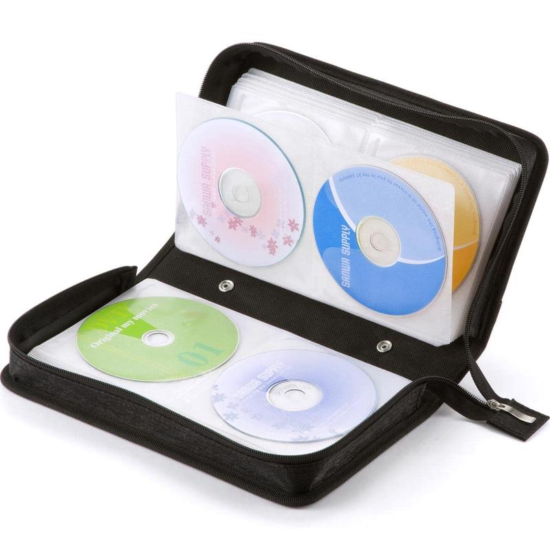 サンワダイレクト DVD CDケース ウォレット ハンドル付き ブラック 200-FCD028/30大容量CD・DVDケースです。
