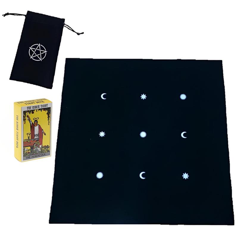 タロットクロス タロットカード 収納 ポーチ 2点 3点セット タロット占い 鑑定 初心者 オラクルタロットリーディング・タロット占いに（クロス・収納ポーチの2点セット）神秘的なデザインのタロットクロスとポーチのセットです。光沢のあるベルベ...