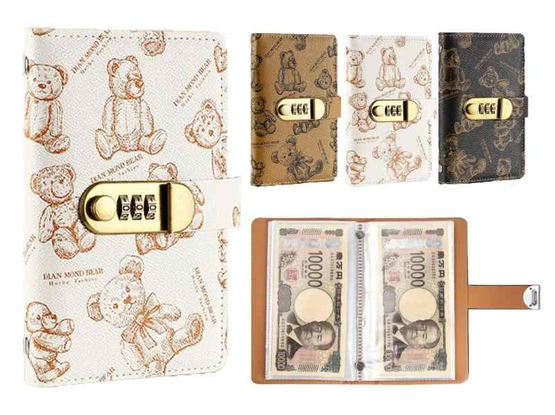 Pochitto Mise 貯金箱 お札 100枚収納可能 貯金ファイル 貯金バインダー 貯金手帳 おもしろ お札封筒貯金 おしゃれ 貯金ノート 家計管理 可愛い 大容量 ダイヤルロック付きPochitto Mise 貯金箱 お札 100枚...