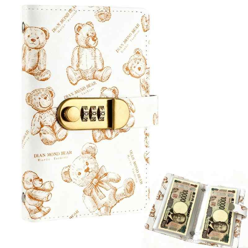 貯金箱 お札 100枚収納可能 貯金ファイル 貯金バインダー 貯金手帳 おもしろ お札封筒貯金 おしゃれ 貯金ノート 家計管理 可愛い 大容量 ダイヤルロック付き (オフホワイト)【貯金箱 札 - 素材】柔らかく耐久性のあるPVCとPUレザ...