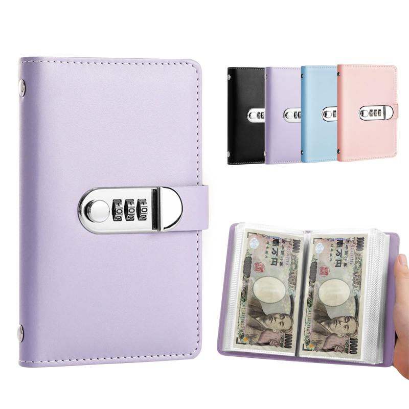 貯金箱 お札 ダイヤルロック付き お金仕分け お札 50ページ/100枚収納可能）貯金ファイル 100万円 貯金計画 貯金記録 貯金チャレンジ 取扱説明書付き【大容量＆整理方便】50ページ収納可能で、1ページに1万円札を2枚（計100枚）収...