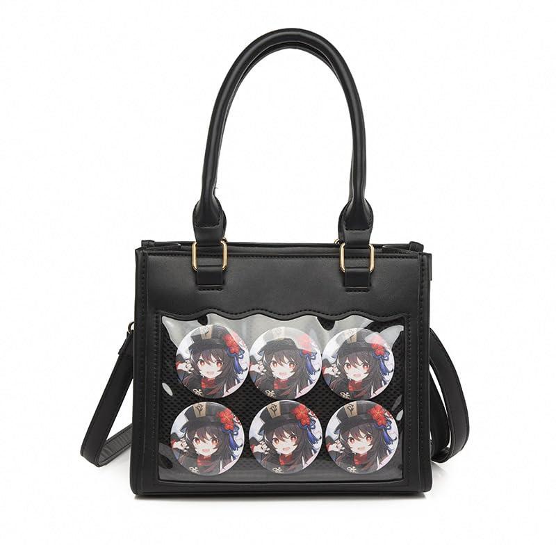 [ハルジオ] 痛バッグ 小さめ 痛バ ショルダー トート ミニ ハンドバッグ ショルダーバッグ トートバッグ 2WAY 痛バック 推し活バッグ レザー調 黒 白 ブラウン ピンク 水色 いたばっく いたば 👜 こだわりを詰め...