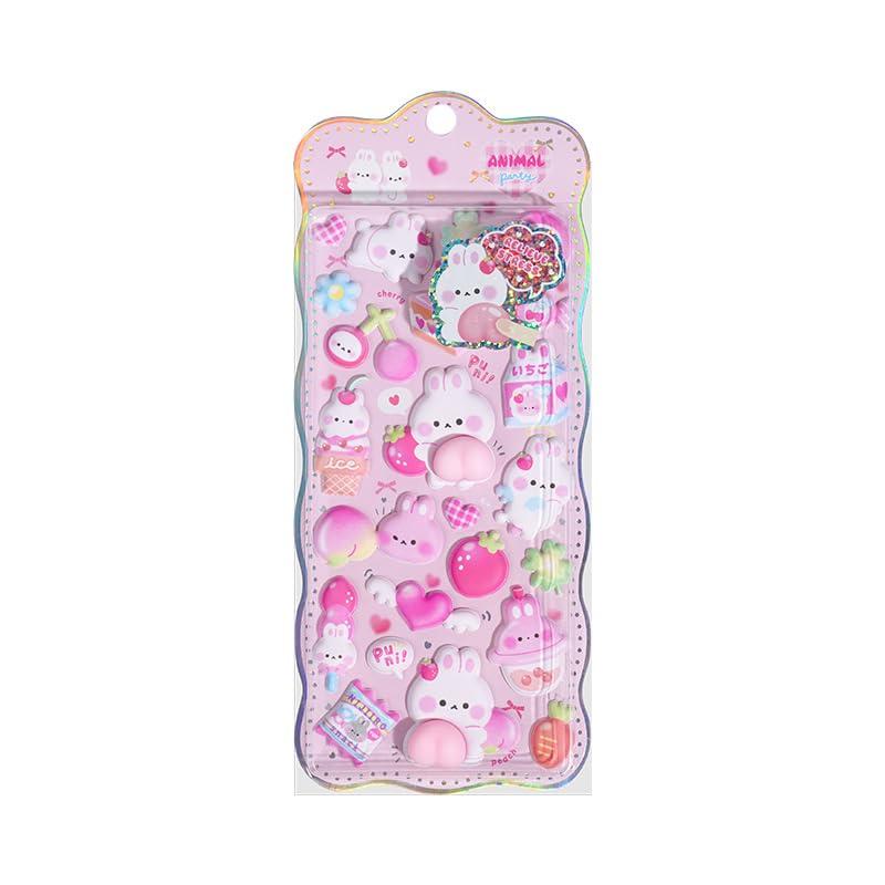 おしりぷにぷにシール かわいい 動物 キャラクター 3D マシュマロ ふわふわ もちもち もっちりスクイーズ ステッカー 子供 大人用 手帳 デコレーション【ぷにぷに感触】おしり部分がぷにぷに立体仕様で、押すとやわらかいスクイーズ感触。スト...