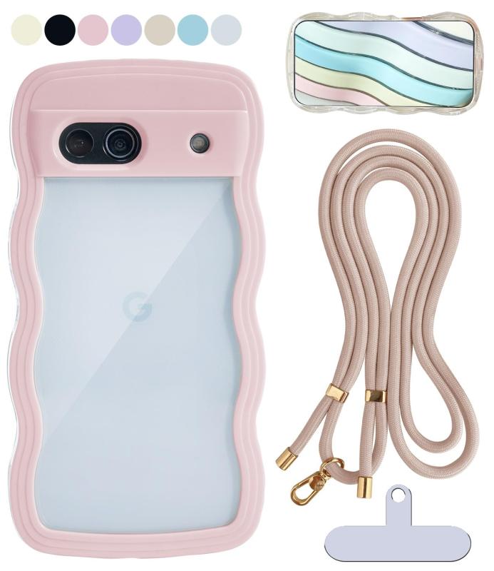 shinyle 対応 googel pixel クリアケース 波型 ショルダー 可愛い スマホケース うねうね おしゃれ ピクセル ストラップ付き 首掛け 肩掛け 耐衝撃 韓国 透明 推し活 ワイヤレス充電対応 ストラッ【うねうねケース・ク...