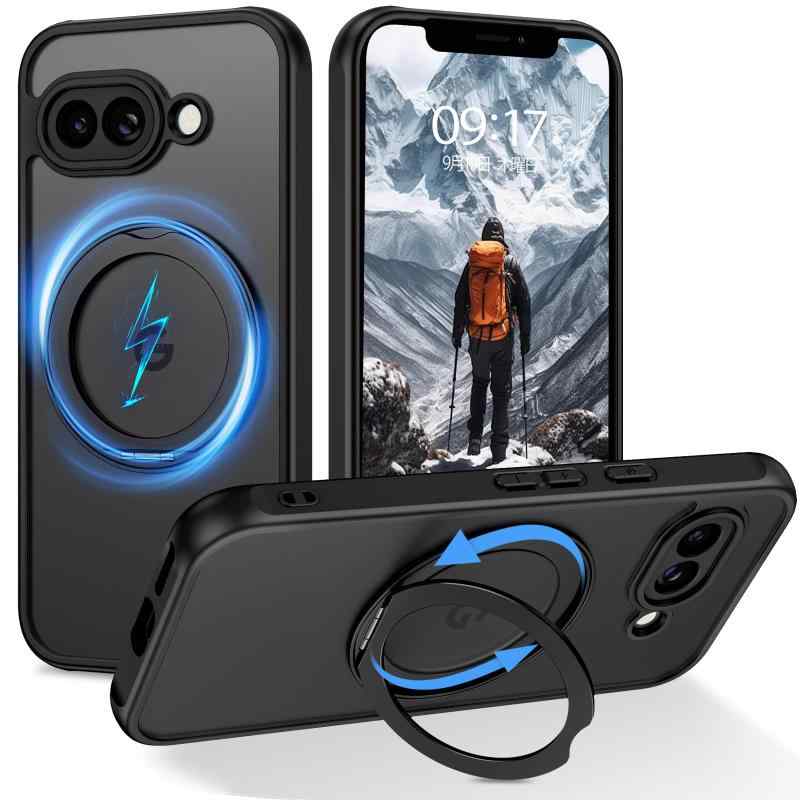 Telaso Google ケース MagSafeケース マグネット搭載 スタンド機能 360°回転可能 マット感 耐衝撃 Googleカバー 指紋防止 一体型 薄型 TPU 車載ホルダー対応 ワイヤレス充電 全面保護