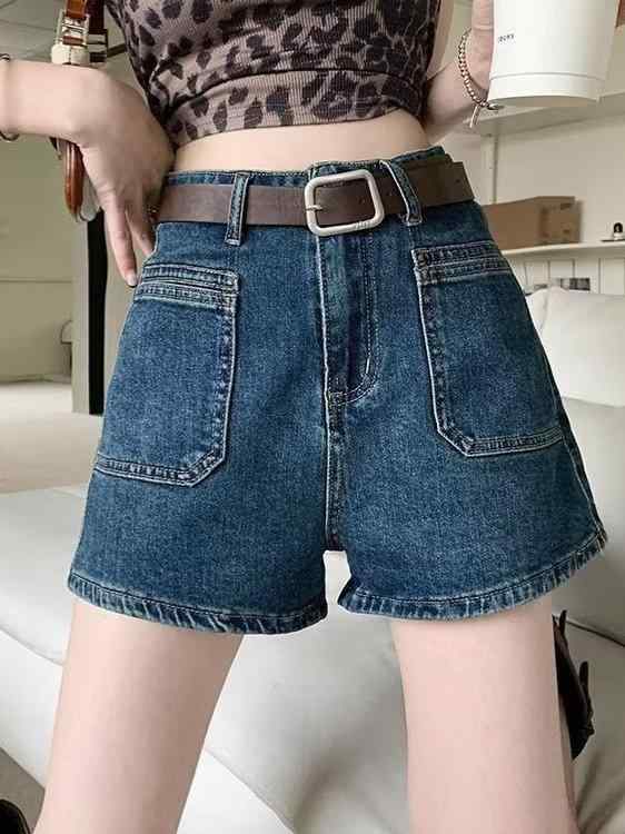 ・パンツ丈: ホットパンツ・ウエストタイプ: ハイウエスト・厚さ: 薄手・カラー: ダークブルー, ライトブルー・サイズ: S, M, L, XL, 2XL, 3XL, 4XL, 5XL・主な生地の成分: 綿50-70%・スタイル: 通勤・...