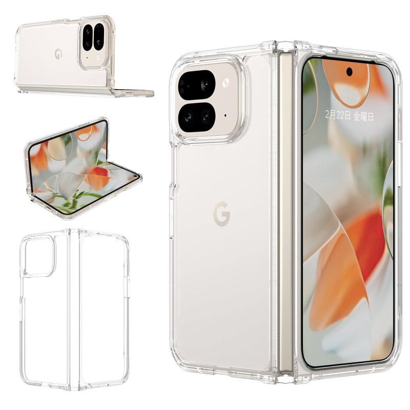 DUEDUE Google Pixel Pro Fold ケース 折りたたみ クリア Pixel Pro Fold ケース 一体式 透明のデザイン レンズ保護 指紋防止 薄型 全面保護 指紋防止 黄変防止 おしゃれ 軽量