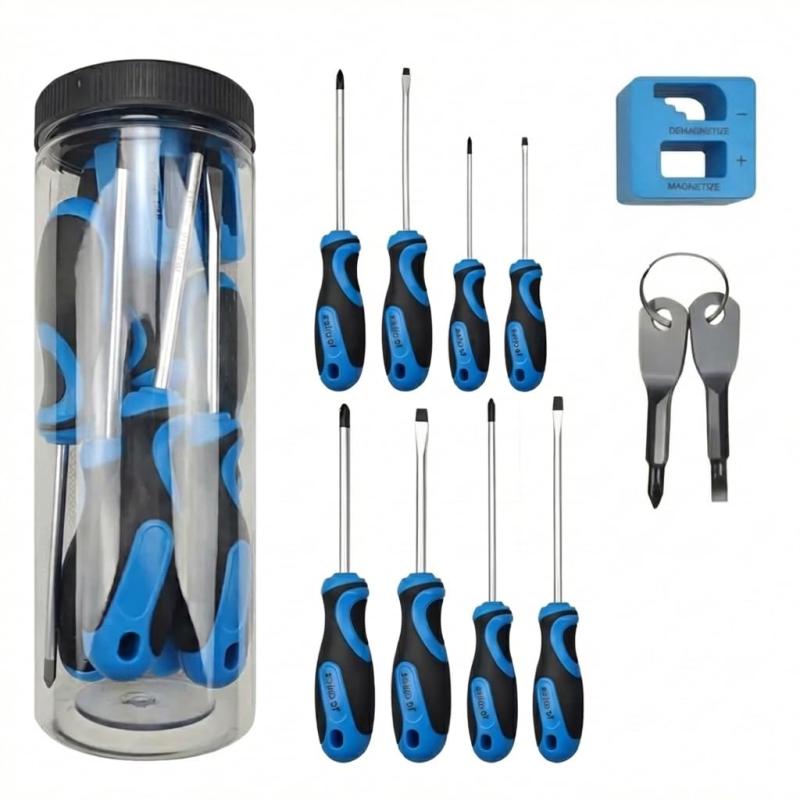 [ArkreaM] ドライバーセット 11本組 マグネット付 磁力調整マグネタイザー 収納ケース付 家庭用 DIY 修理 工具セット プラス マイナス【作業効率を考慮した磁力コントロール機能】 ドライバーの先端にはあらかじめ磁気加工を施して...