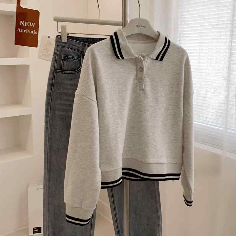 ・スタイル: 通勤風・パターン: 撞色・スタイル: セットイン・フィット: 標準・組み合わせ: 単品・着丈: 普通(50cm<着丈≤65cm)・袖丈: 長袖・袖型: 標準袖・ネックライン: POLO領・厚み: 中厚・トレンド要素: ス...