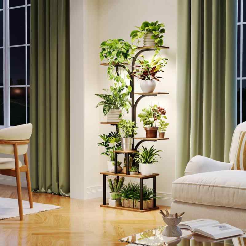 GoTiling 多段 フラワー スタンド 室内: ガーデニング かわいい 花台 - リビング 観葉植物 置き台 - ベランダ 鉢植え スッキリ多段収納：リビングやベランダにぴったりの8段フラワースタンド。様々な種類の植物をスッキリと収納で...