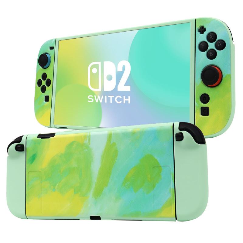 RALAN Switch 2 カバー かわいい TPU素材 ぴったりフィット 耐摩耗性 傷防止 汚れ防止 ピンク 外観 鮮やかな色 軽量で持ち運びに便利 (緑色)洗練された外観：洗練されたファッションデザインと鮮やかな色彩が、Nintend...