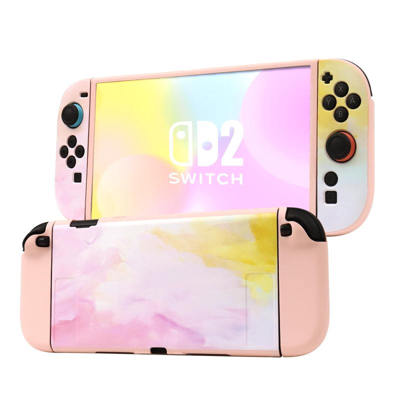RALAN Switch 2 カバー TPU素材 ぴったりフィット 耐摩耗性 傷防止 汚れ防止 ピンク 外観 鮮やかな色 軽量で持ち運びに便利 (ピンク色)洗練された外観：洗練されたファッションデザインと鮮やかな色彩が、Nintendo S...