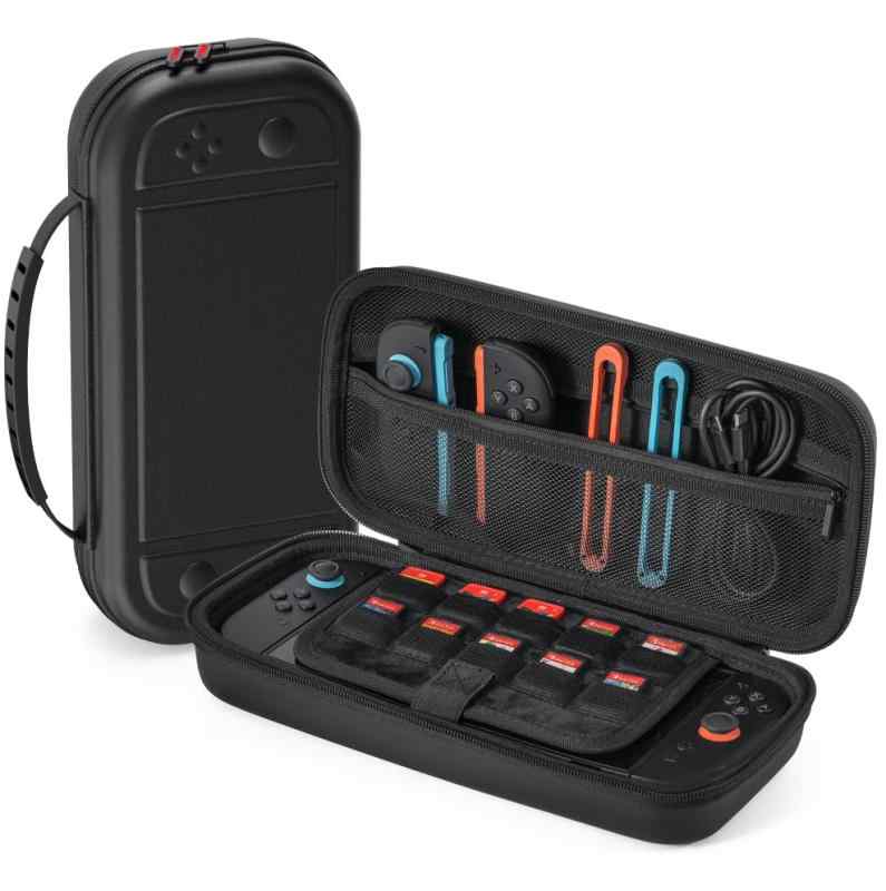 DEVASO Switch2 ケース EVA防水 耐衝撃 ハードシェル スイッチ 2 ケース ゲームカード10枚収納 兼容Switch2 収納バッグ ポーチ コンパクト 軽量 持ち運び 旅行 (PU ブラック)【衝撃に上質な素材採用】Swi...