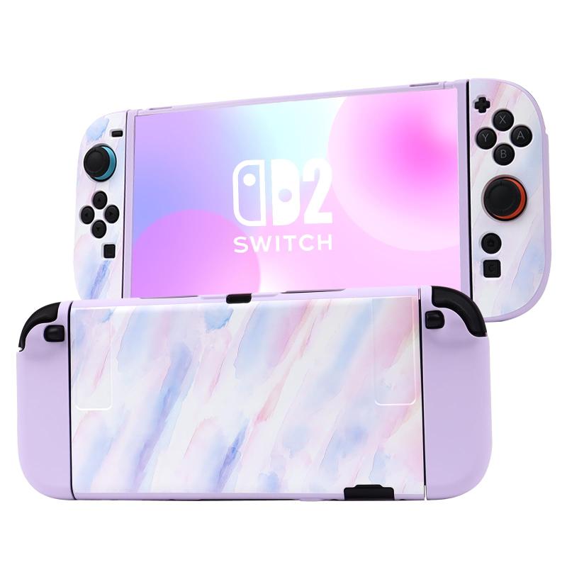RALAN Switch 2 カバー かわいい TPU素材 ぴったりフィット 耐摩耗性 傷防止 汚れ防止 ピンク 外観 鮮やかな色 軽量で持ち運びに便利 (紫色)洗練された外観：洗練されたファッションデザインと鮮やかな色彩が、Nintend...