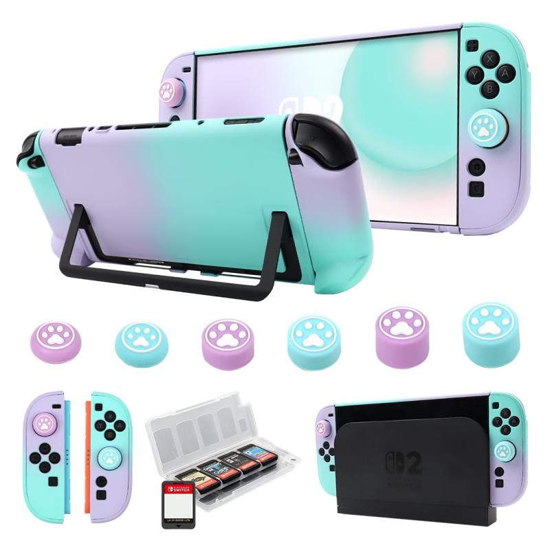 RALAN Switch 2対応 保護カバー ケース ドック対応 スイッチ2ケース 専用 全面保護·分解簡単·指紋防止·高感度·分体式設計 プレゼント Gradient green【switch2専用ケース】本製品はNintendo Swi...