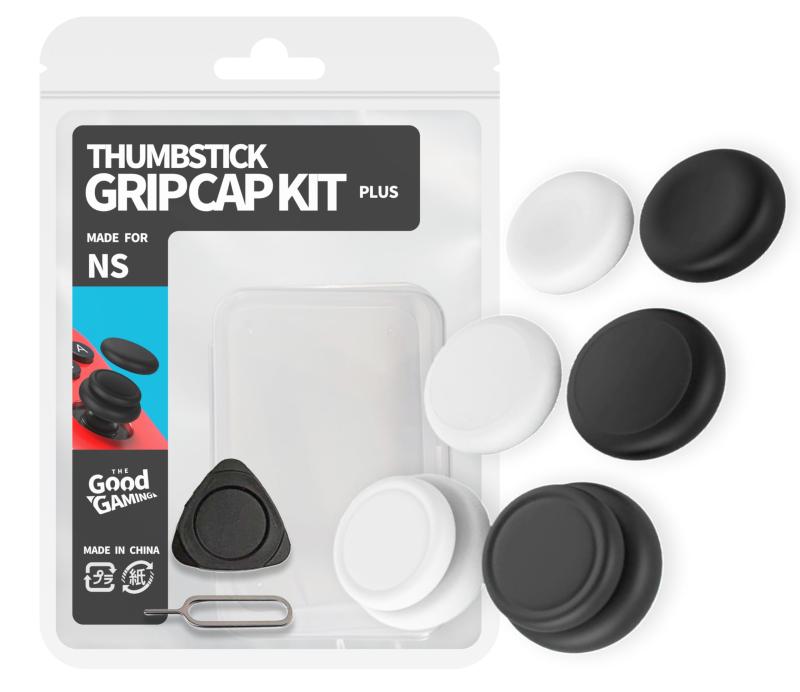 【Plus版】フリーク FREEK グリップ キャップ 6個 初代 Switch Joy-Con コントローラー用（キャップ：ハイタイプ ロータイプ フラットタイプ/色：ブラック&amp;ホワイト）Thummbstick Grip Cap ...