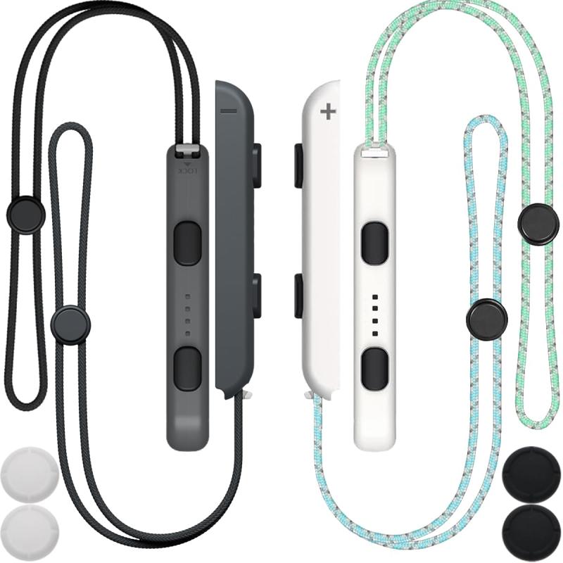 ZHUROUPU Nintendo Switch用2ペアジョイコンリストストラップ、調節可能な気密性弾性リストバンドゲームパッドコントローラーLEDハンドルロックストラップハンドグリップアクセサリー、4個の親⚡【最高のゲーム体験】 多人数の...