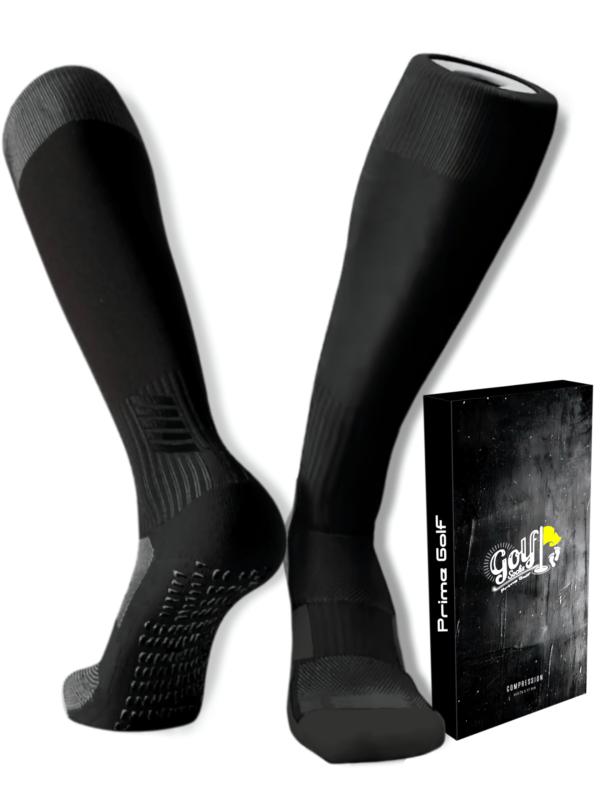 [Prime Golf] PGSocks-G ゴルフ ソックス メンズ コンプレッション 着圧 靴下 滑り止め付き 24-27cm ブラック アーチサポート クッション性 シンプルデザイン ゴルフ用 プレゼントにも【サイズ】24.0～27....