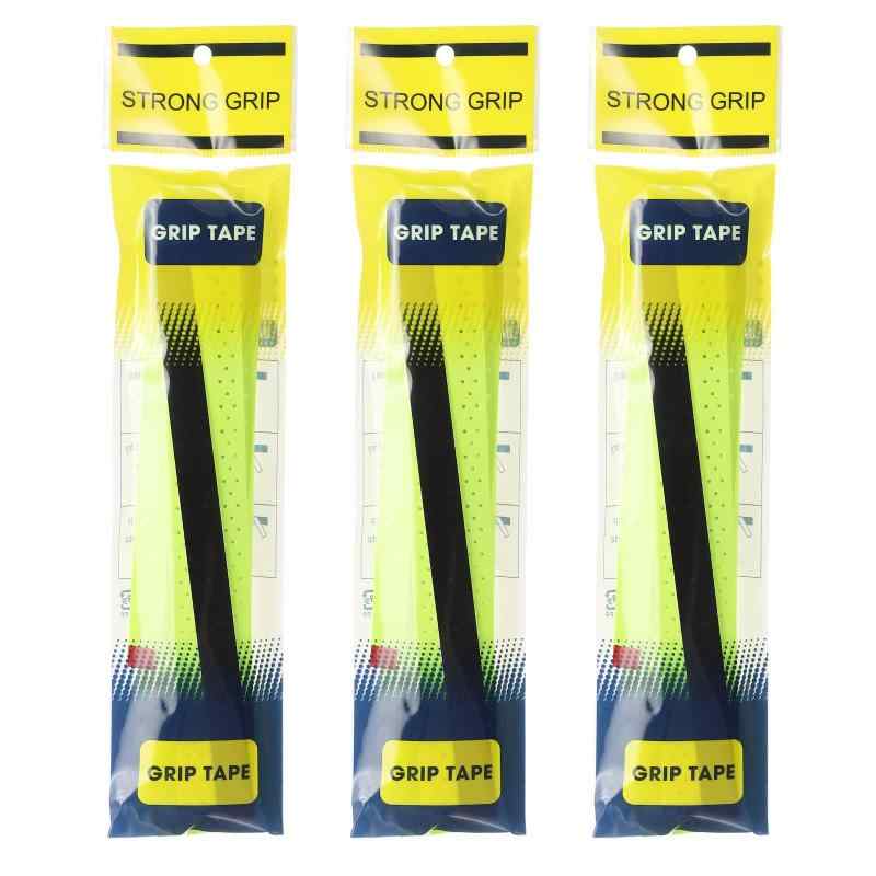 PATIKIL テニスラケットグリップテープ 3パックのPUラケットオーバーグリップ ダンピングリッジ付きのアンチスリップ吸収性パーフォレーテッドハンドルグリップ バドミントンピクルボールカラー：蛍光イエロー；サイズ：110cm x 2.5...
