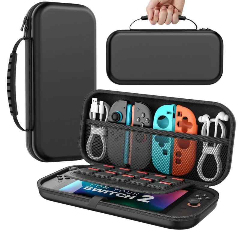 East Leaf Switch 2 ケース 衝撃に強い ハードキャリングケース ゲームカード収納 メッシュポケット 手提げストラップ【持ち運びやすさ】 手提げできるハンドストラップで取り回し良好。ダブルファスナーは開閉方向を選べ、机上でも...