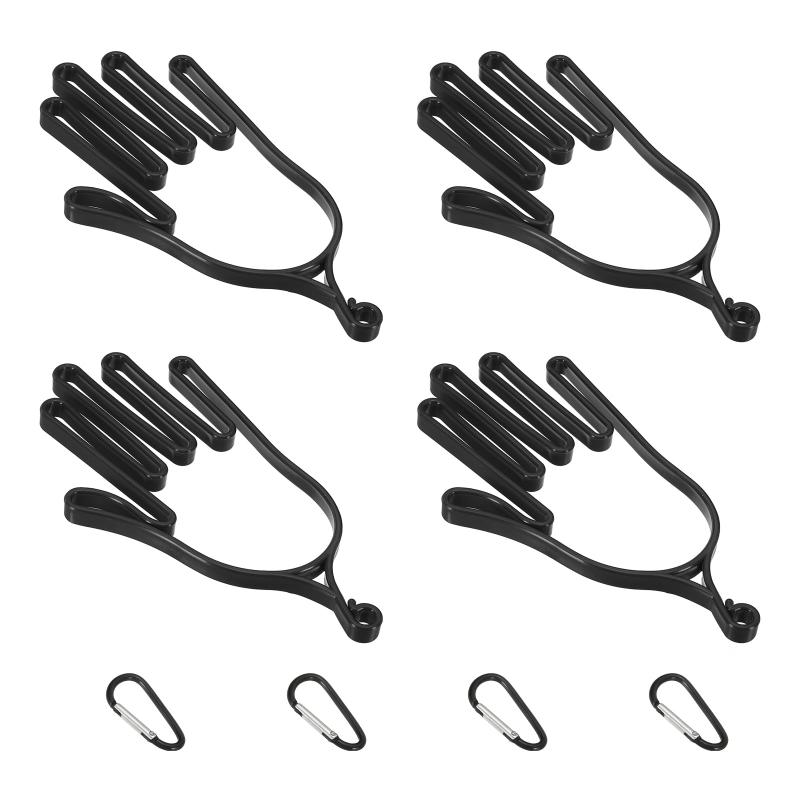 PATIKIL ゴルフグローブ伸ばしャー 4個入りプラスチック製キーパーサポートラっクホルダードライヤーハンガーフレーム スポーツグローブ メンテナンス用ハンギングフック付き 黒カラー：黒；全体サイズ：23 x 10.5 x 1.2 cm ...