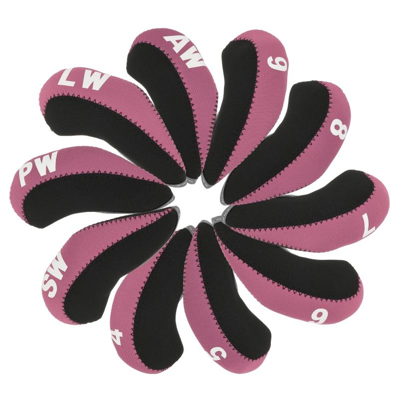 PATIKIL ゴルフクラブヘッドカバー、10個セット 番号付きアイアンカバー付き ネオプレンドライバーカバー ゴルフ愛好者向けギフト メンズ・レディース用 ピンク/レッドカラー：ピンク; 素材：ネオプレン; 全体サイズ：140 x 75m...