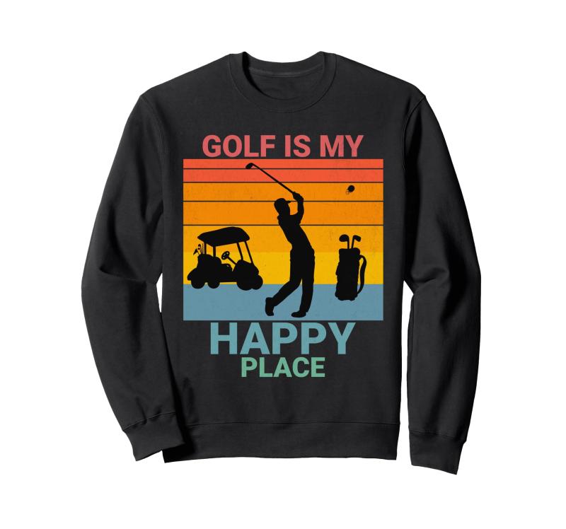 Golf Is My Happy Place Tシャツ – ゴルフ用グリーンとティーデザイン トレーナーこの「Golf Is My Happy Place」Tシャツで試合への愛を示しましょう。緑、ティー、ゴルフのすべてを祝います。コースを打...