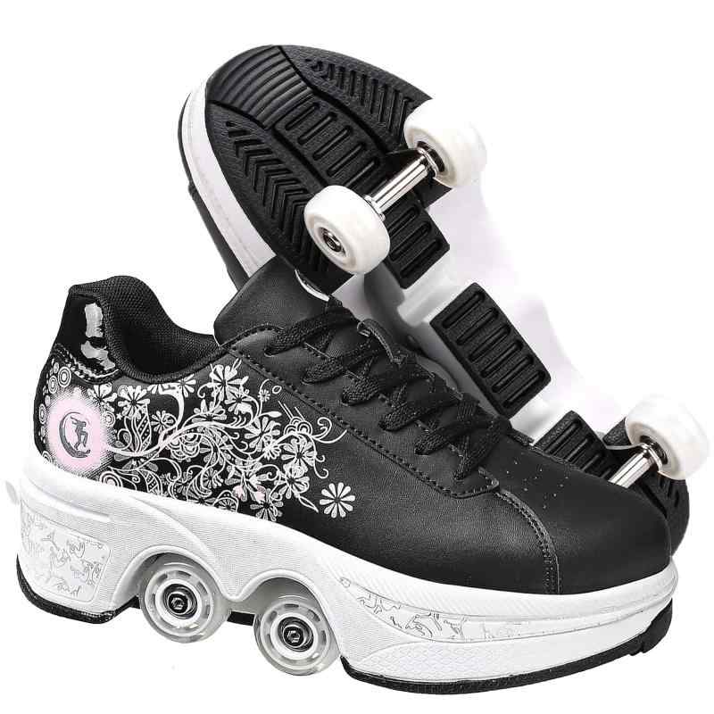 [Deformation Roller Skates] ローラーシューズ 子供 女の子，ローラースケート 大人，靴 ローラー 見えない付き アウトドアスポーツに適しており、成人式、新年、生日のギフトとして贈ることが👟【見えな...