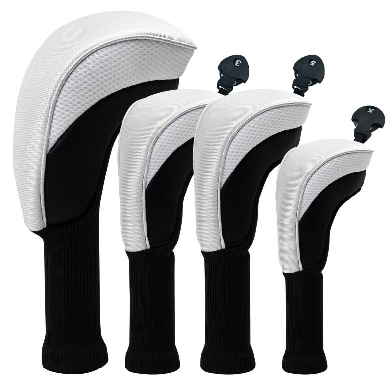 【4点セット】ヘッドギアです，ゴルフクラブのヘッドカバー，カバー ゴルフカバー ドライバー フェアウェイウッド ユーティリティー 実用4点セットです-男性にも女性にも適用できます，ドライバーヘッド