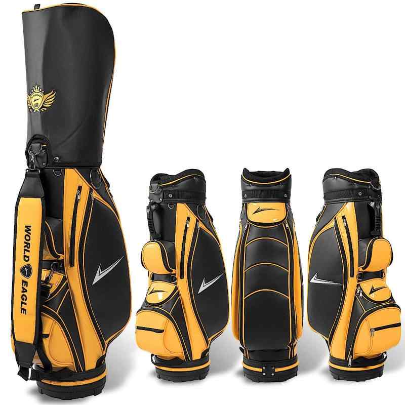 重厚感たっぷり ゴルフ用キャディバッグ CBXカートバッグタイプ【サイズ】　口径：9.5型（上部は6仕切り、全長は3仕切り）重量：3.5Kg素材：合成皮革（PUレザー）／エナメル・アンブレラ受け付き