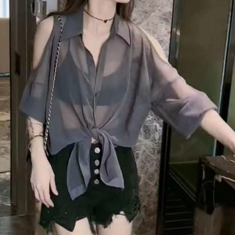 ・主な素材: ポリエステル・柄: その他・スタイル: ボタン, 無地・ネックライン: ポロネック・袖: ノースリーブ・袖型: プリンセススリーブ・カラー展開: ホワイト, ダークグレー, ブラック・サイズ: S, M, L, XL, 2XL...