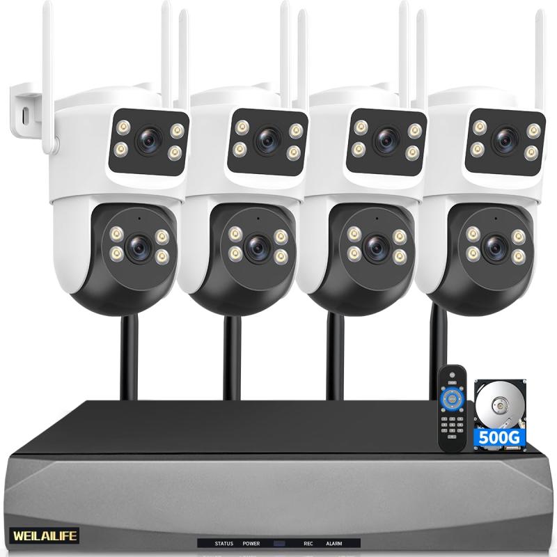 【2-Way Audio &amp; Auto Tracking】 4MP PTZ Security Cameras Wireless Outdoor, WiFi Home Security Camera System, Video Sur...